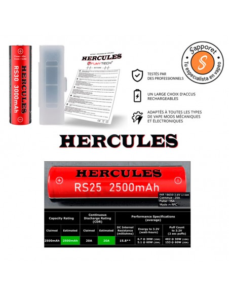 Accu Rs25 18650 2500mah 20a Hercules By Fumytech Sapporet