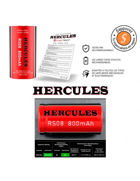 Accu Rs08 18350 800mah 8a Hercules By Fumytech Sapporet